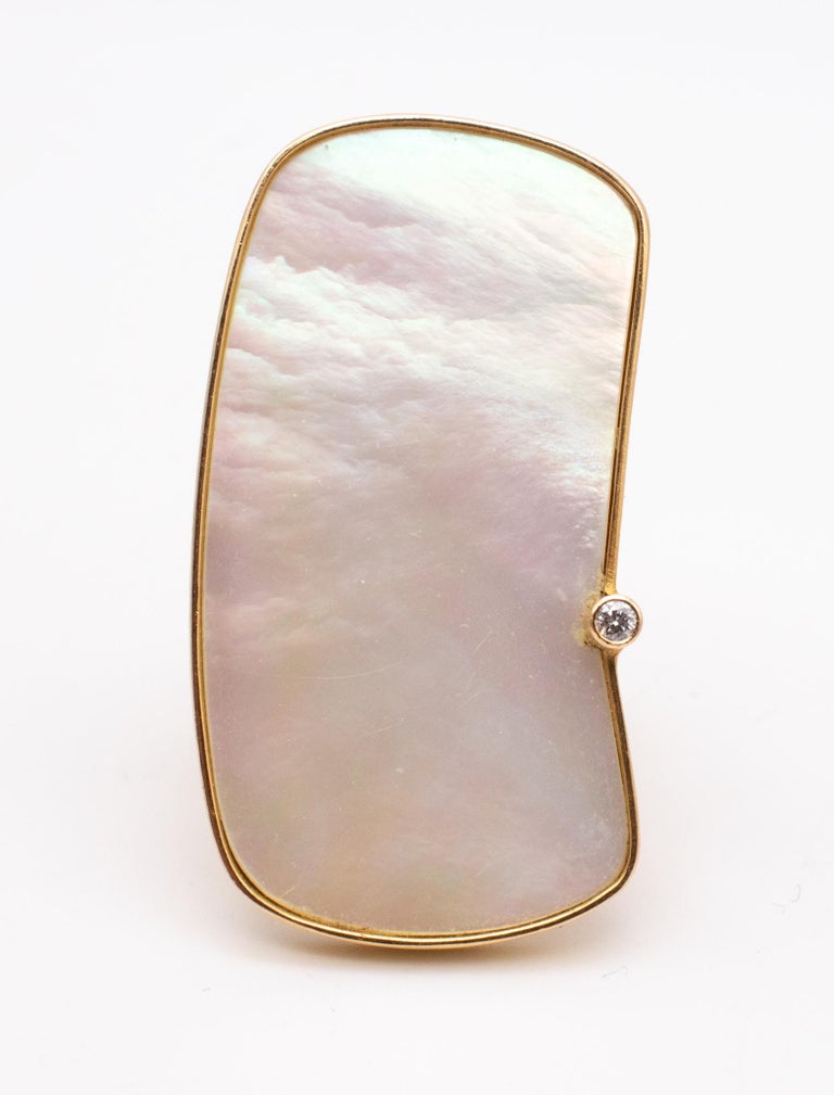 Karl Heinz Reister Modernist Cocktail Ring 18Kt Gold Diamond And White ...