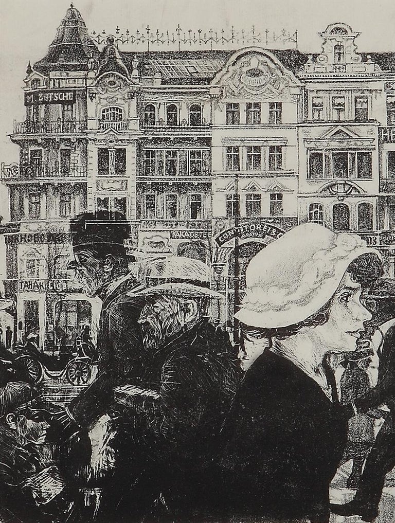 Karl Holtz - Lithograph by Karl Holtz, 1921 "Strassenszene" ( "Street ...