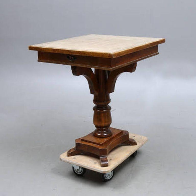 Karl Johan Style Parlor Table with Intricate Carved Top For Sale at 1stDibs