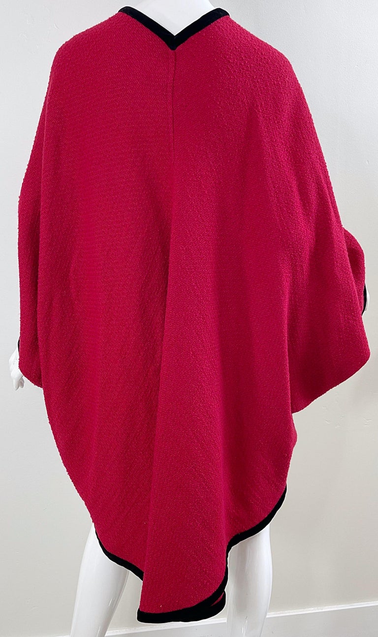 Karl Lagerfeld 1980s Lipstick Red Boiled Wool Cocoon Vintage Cape ...