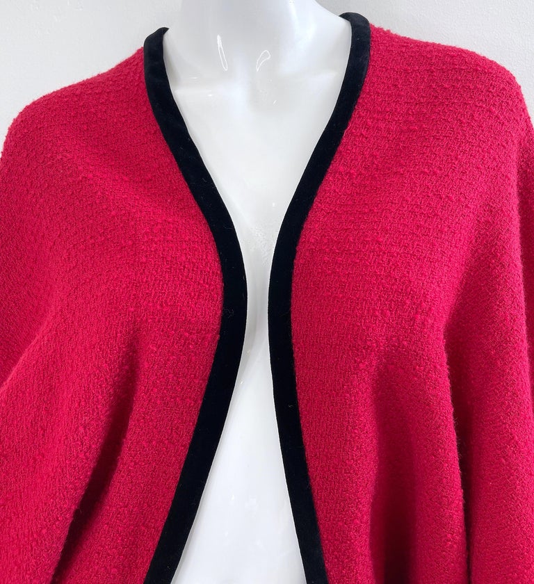 Karl Lagerfeld 1980s Lipstick Red Boiled Wool Cocoon Vintage Cape ...