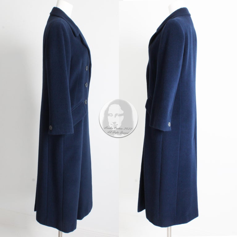 Karl Lagerfeld Coat Long Trench Style Royal Blue Wool Blend Vintage 90s ...