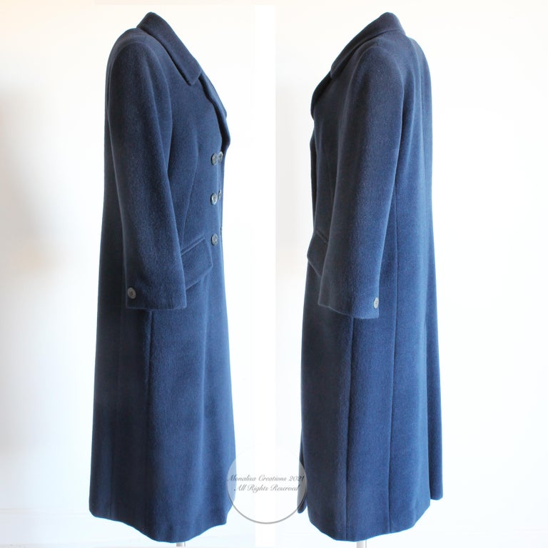Karl Lagerfeld Coat Long Trench Style Wool Blend Detachable Blue Fox ...