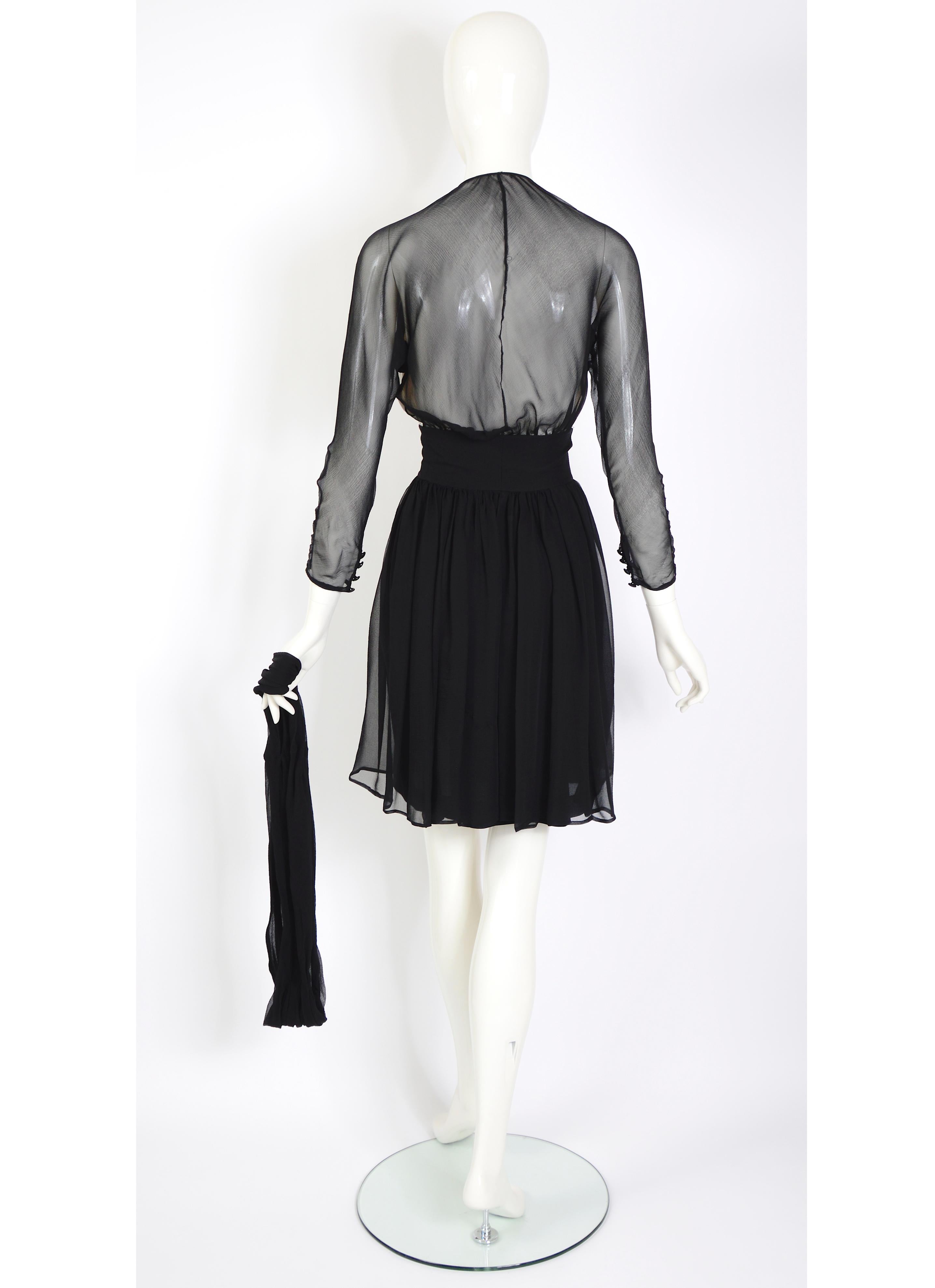 Karl Lagerfeld documented vintage Fall 1988/89 collection black silk ...