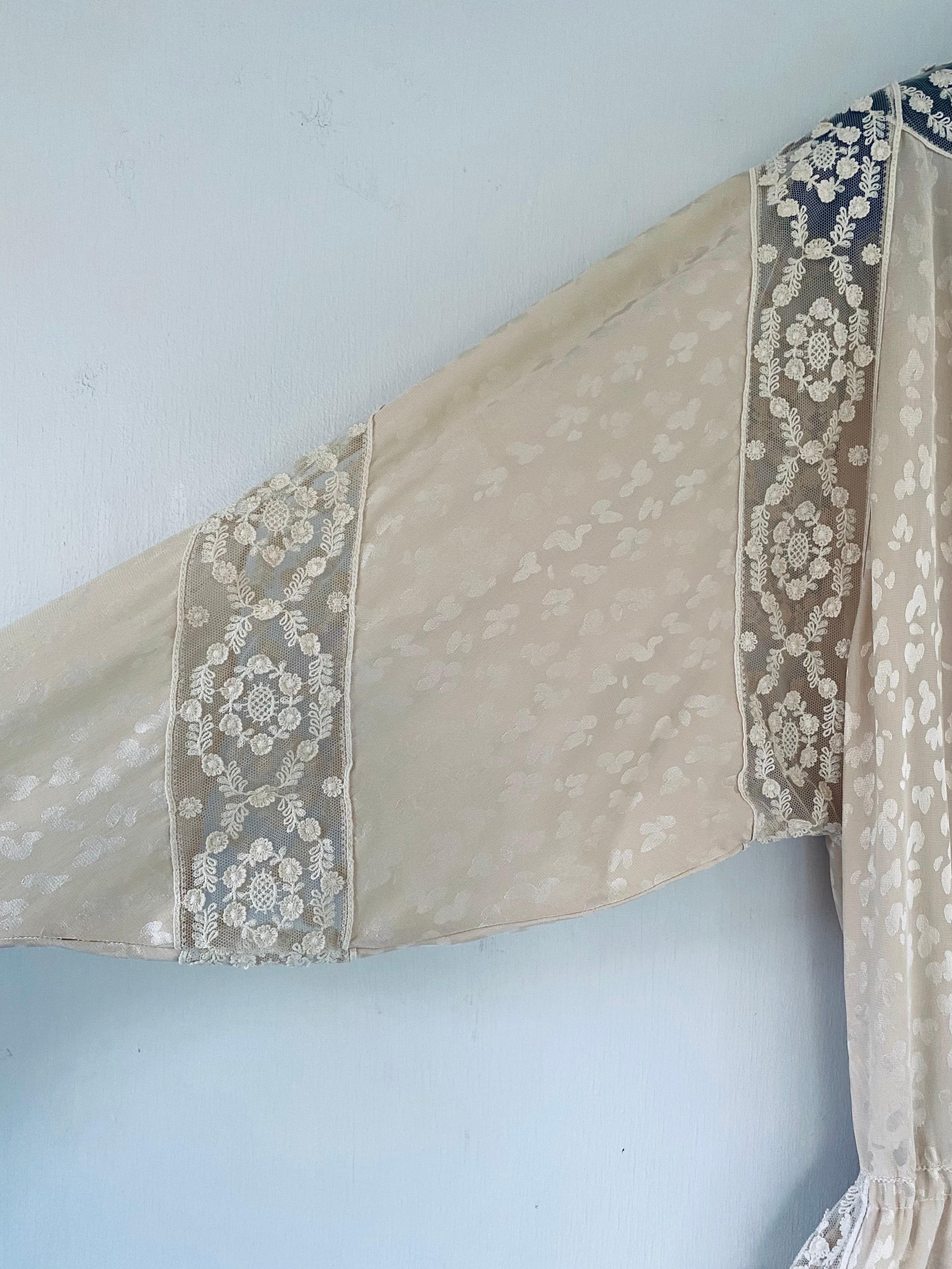 Karl Lagerfeld for Chloe Vintage 1970s Silk Lace Dress w/ Car Wash Panel Skirt For Sale at 1stDibs