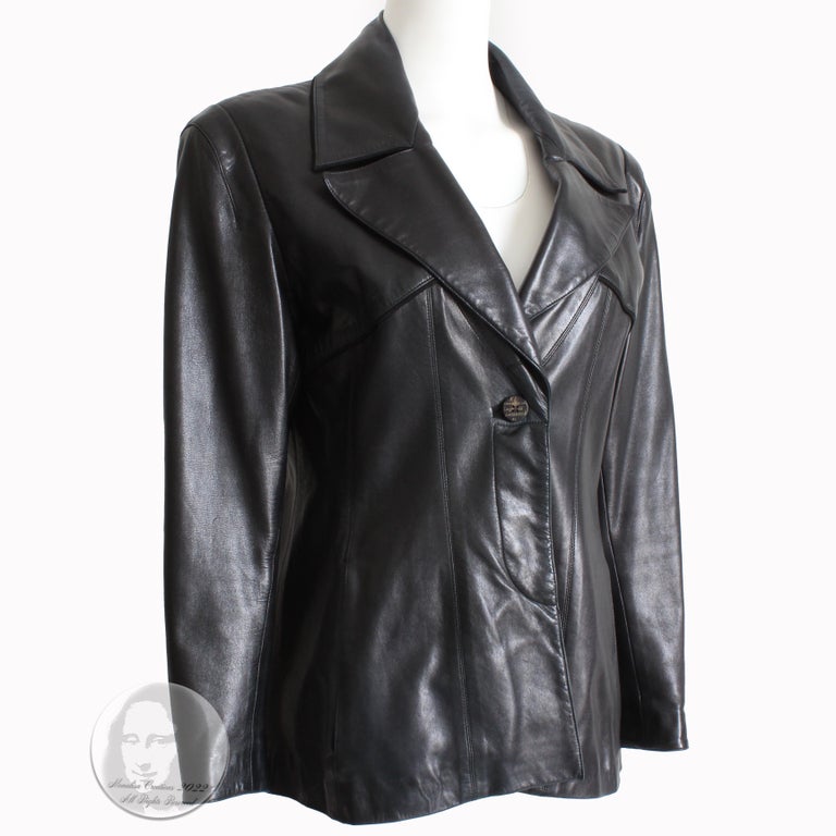Karl Lagerfeld Jacket Black Lambskin Leather Fred Hayman Beverly Hills ...
