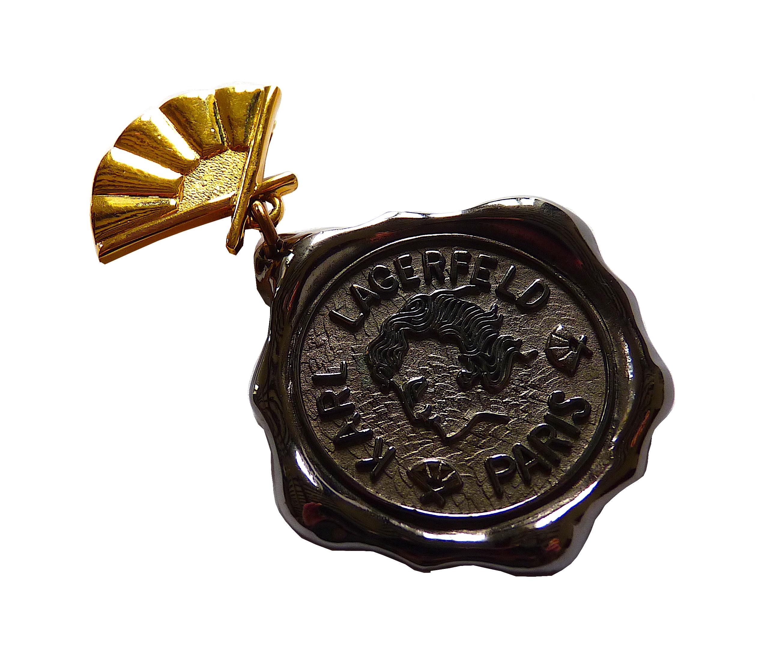 KARL LAGERFELD Monogram Brooch Vintage from the 1990s For Sale at 1stDibs