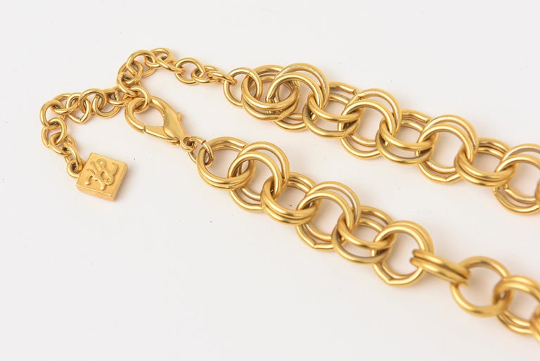 Vintage Karl Lagerfeld Brass Chain And Black Resin Disks Mariner Wrap ...