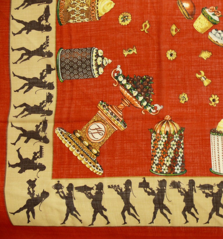Karl Lagerfeld Vintage Delicacies Print Wool and Silk Shawl For Sale at ...