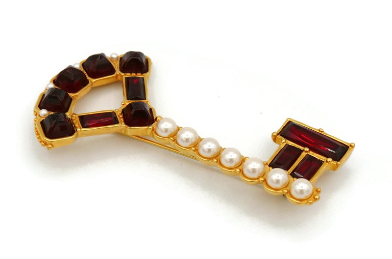 KARL LAGERFELD Vintage Jewelled Key Brooch For Sale at 1stDibs