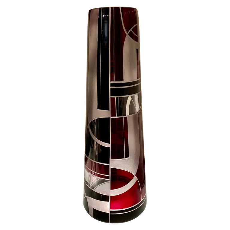 Karl Palda Style Art Deco Czech Glass Vase Modernist at 1stDibs