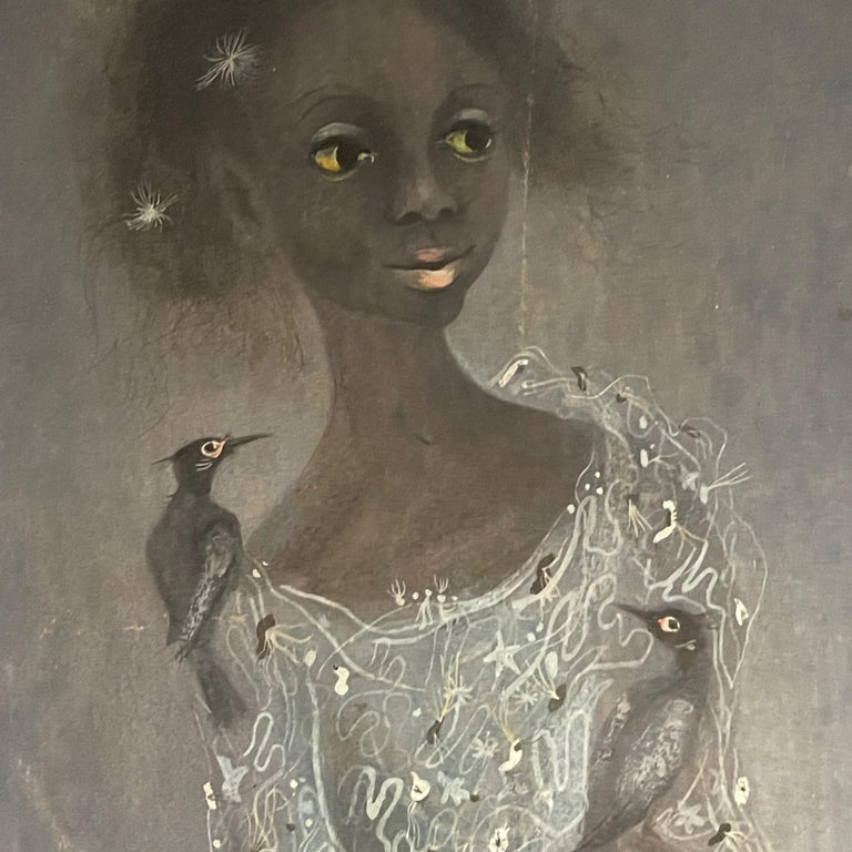 Karl Priebe - Karl Priebe Original Artwork Woman and Birds For Sale at ...