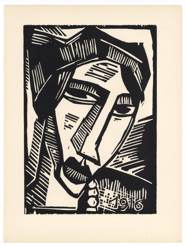 Karl Schmidt-Rottluff - "Frauenkopf" original woodcut For Sale at 1stDibs