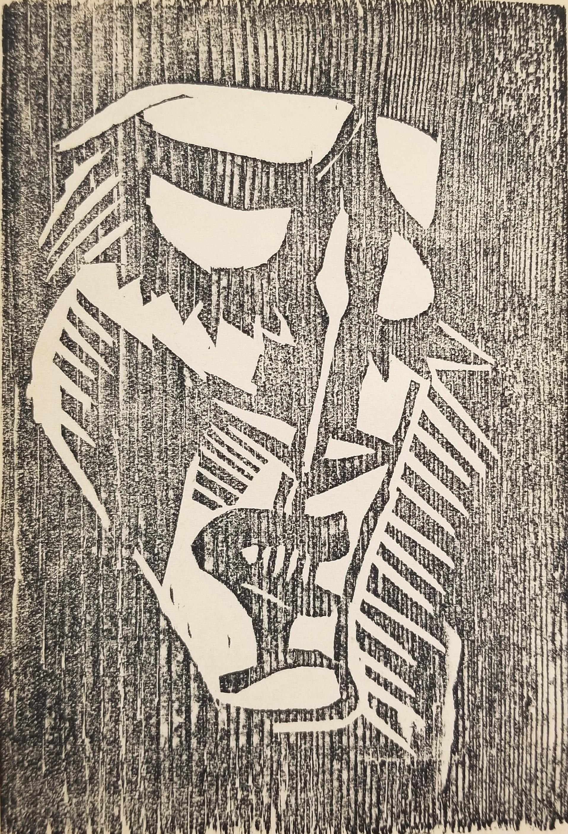 Karl Schmidt-Rottluff - Männlicher Kopf von vorn, nach rechts gewandt ...
