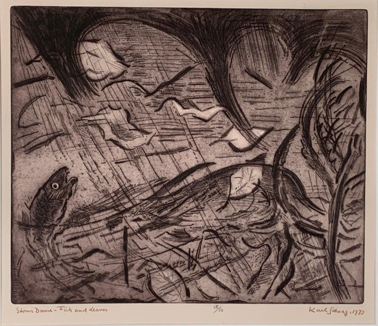 Karl Schrag - STORMDANCE - FISH AND LEAVES For Sale at 1stDibs