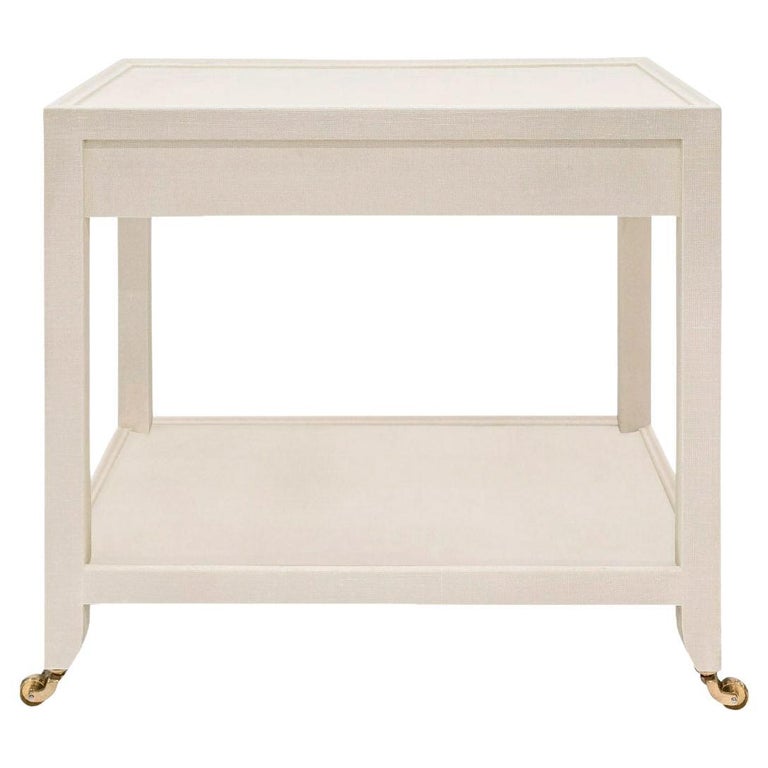 Karl Springer 2-Tier Side Table in Lacquered Linen 2002 'Signed' For ...