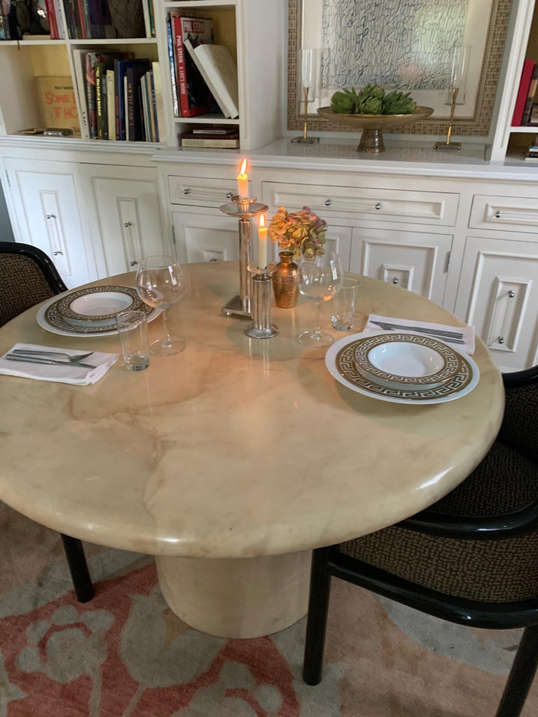 Karl Springer Round Goatskin Center or Dining Table Signed For Sale at ...