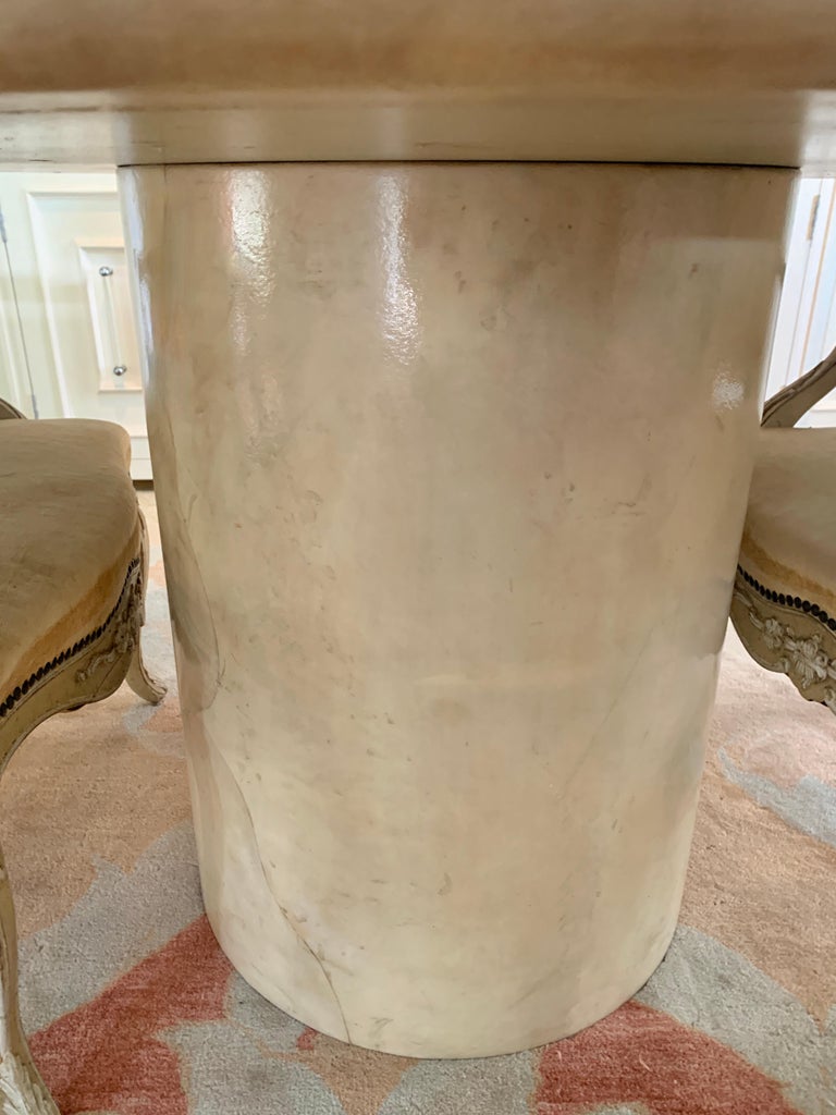 Karl Springer Round Goatskin Center or Dining Table Signed For Sale at ...