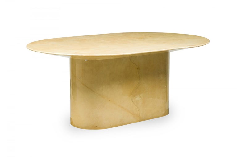 Karl Springer American Modern Oval Parchment Dining Table For Sale at ...