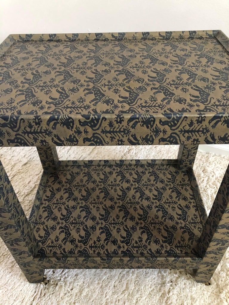 Karl Springer Animal Print Foo Dog Petite Rolling Two-Tier Table For ...