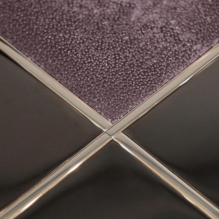 Karl Springer "Art Moderne Game Table" in Gunmetal with Shagreen Top ...