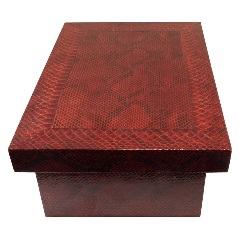 Karl Springer Burgundy Python Lidded Box 1980s at 1stDibs