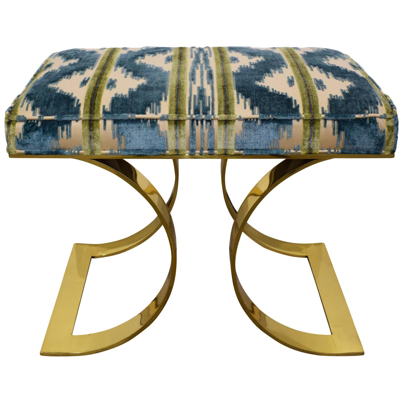 Rare Karl Springer "Sculpture" Bench in Brass at 1stDibs