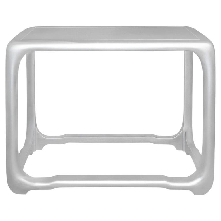 Karl Springer "Chinese Style Cube Console Table" in Silver Lacquer ...