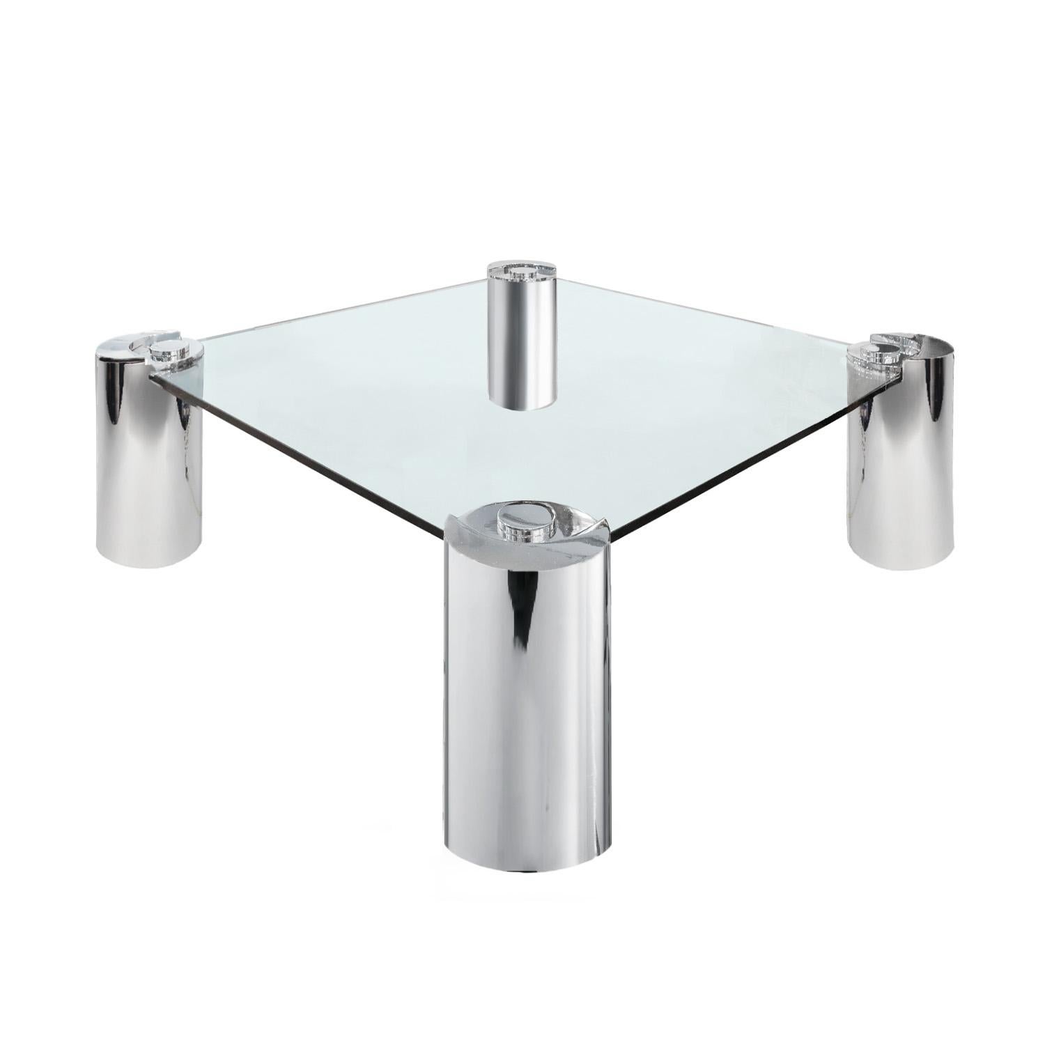 Karl Springer "Coffee Table with Sculpture Leg" in Chrome 1980s 'Signed ...