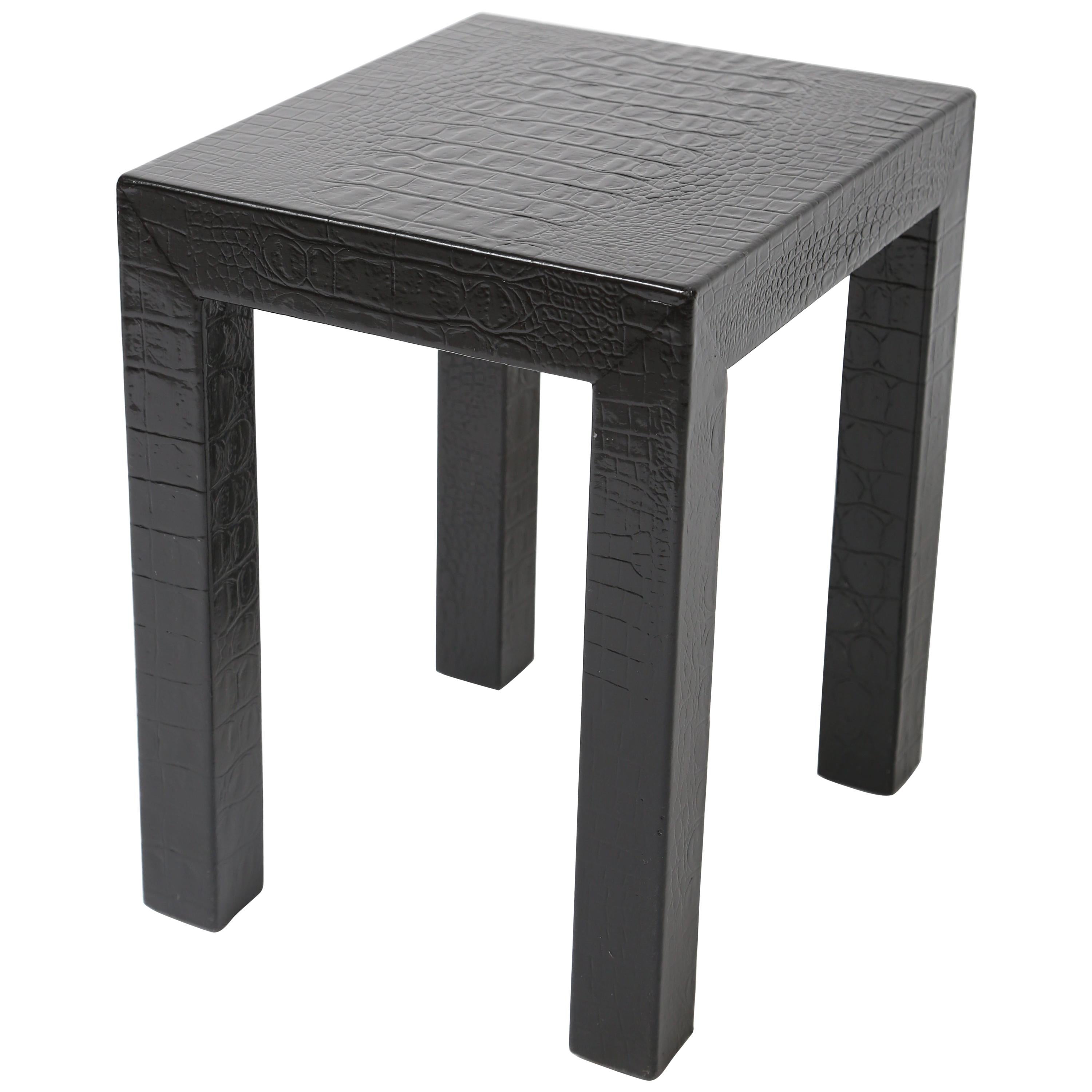 Karl Springer Crocodile Leather Parsons Side Table at 1stDibs ...