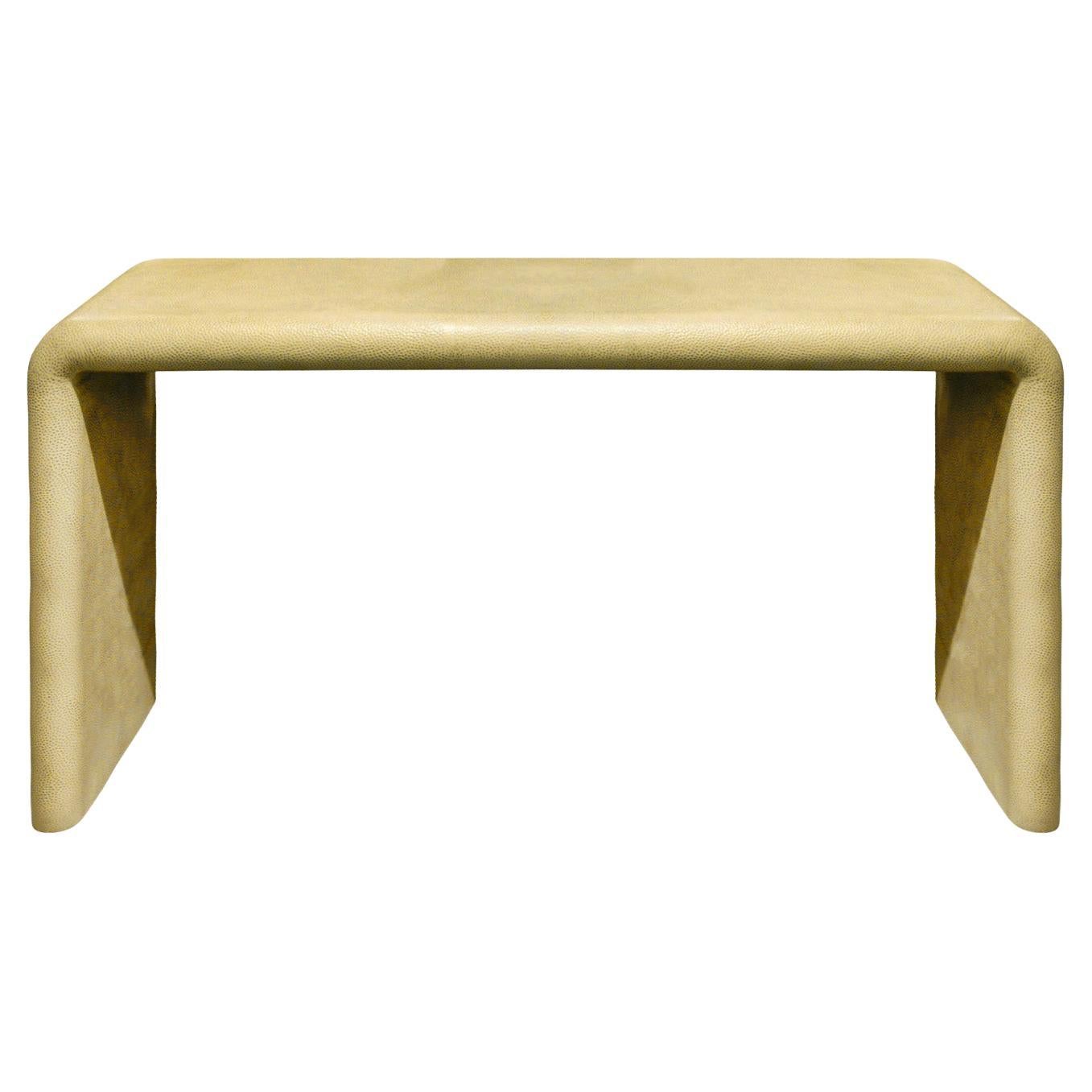 Karl Springer Style Curved Lacquered Grasscloth Console at 1stDibs