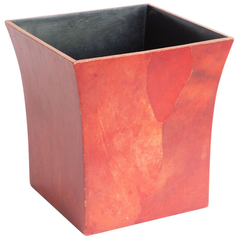 Karl Springer Dyed Goatskin Wastebasket at 1stDibs