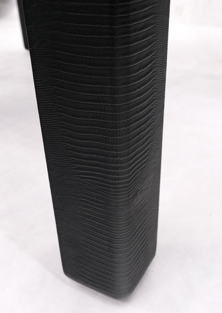 Karl Springer Embossed Snake Textured Black Leather Square Game Dining ...