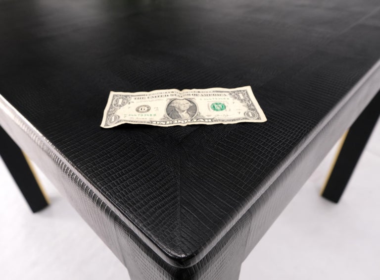 Karl Springer Embossed Snake Textured Black Leather Square Game Dining ...