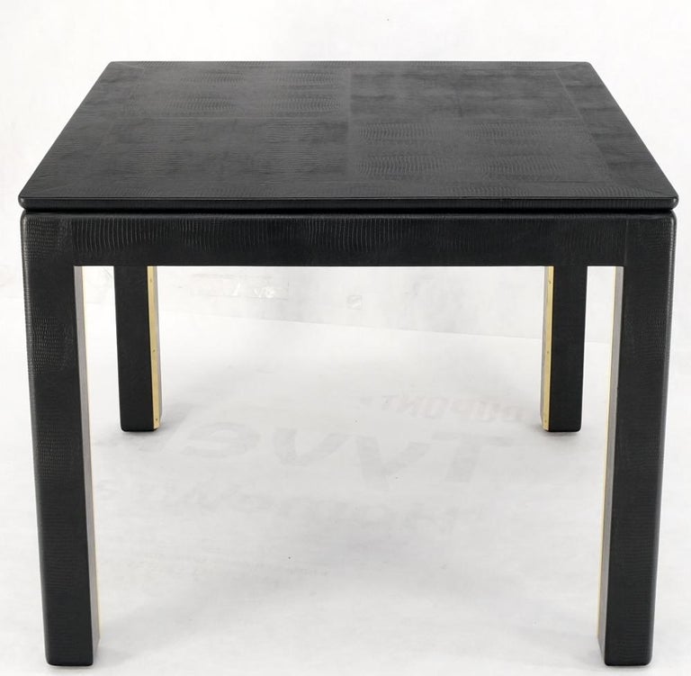 Karl Springer Embossed Snake Textured Black Leather Square Game Dining ...