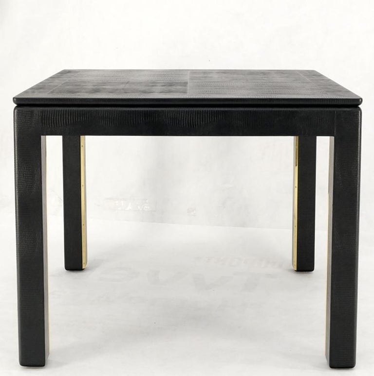 Karl Springer Embossed Snake Textured Black Leather Square Game Dining ...