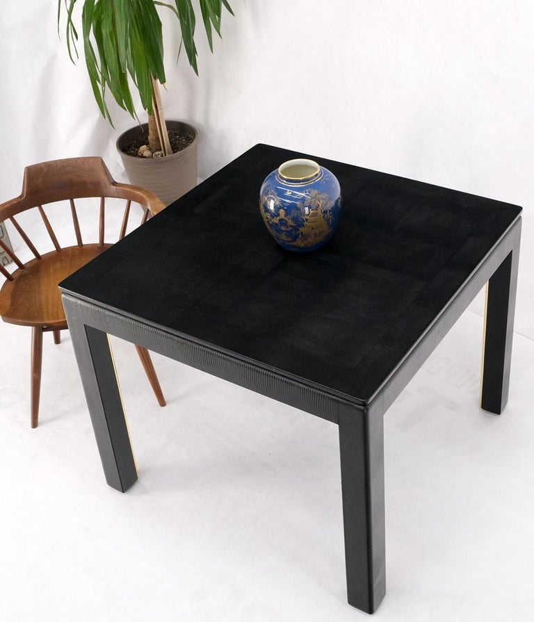 Karl Springer Embossed Snake Textured Black Leather Square Game Dining ...