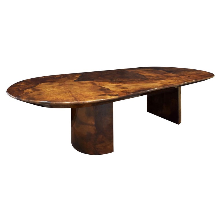 Karl Springer Exceptional Dining Table in Lacquered Goatskin, 1980 at ...