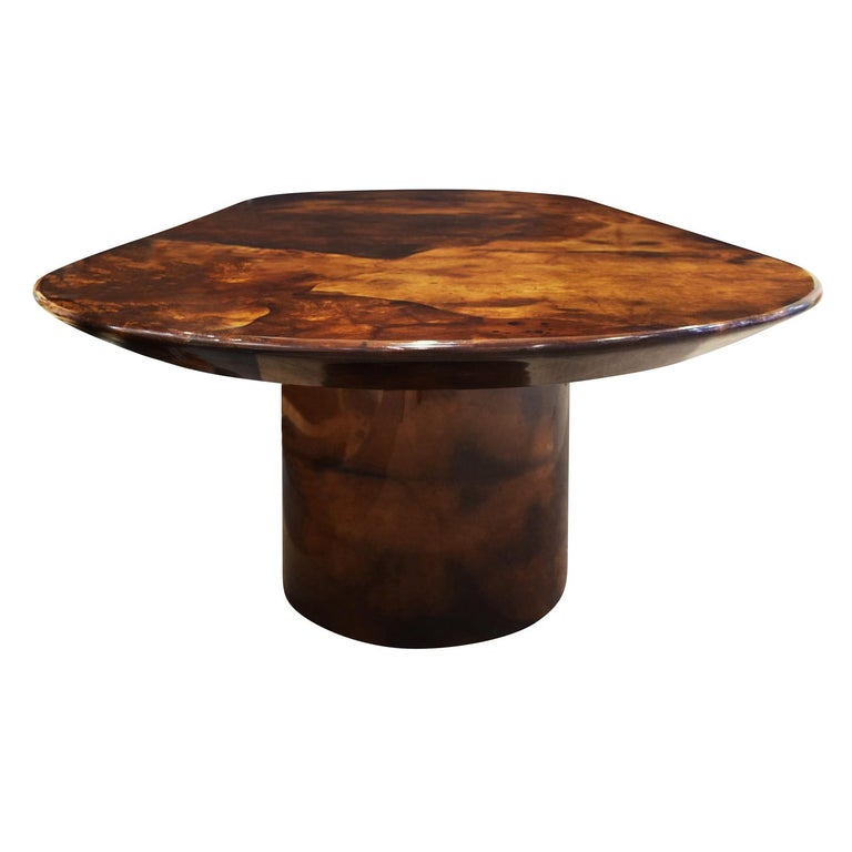 Karl Springer Exceptional Dining Table in Lacquered Goatskin, 1980 at ...