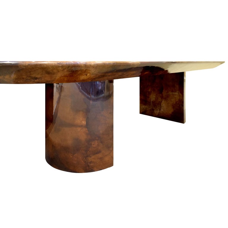 Karl Springer Exceptional Dining Table in Lacquered Goatskin, 1980 at ...