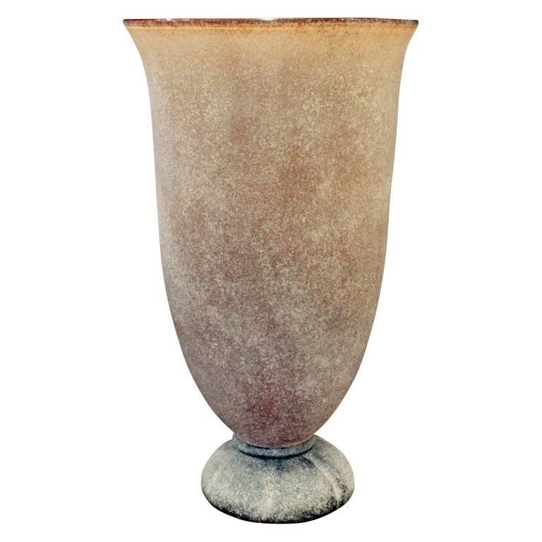 Karl Springer Exceptional Hand Blown Scavo Glass Vase, 1980s, 'Signed ...