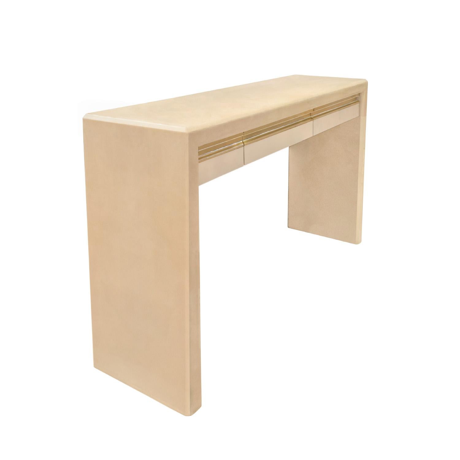Karl Springer Exceptional Lacquered Goatskin Console Table 1980s For ...