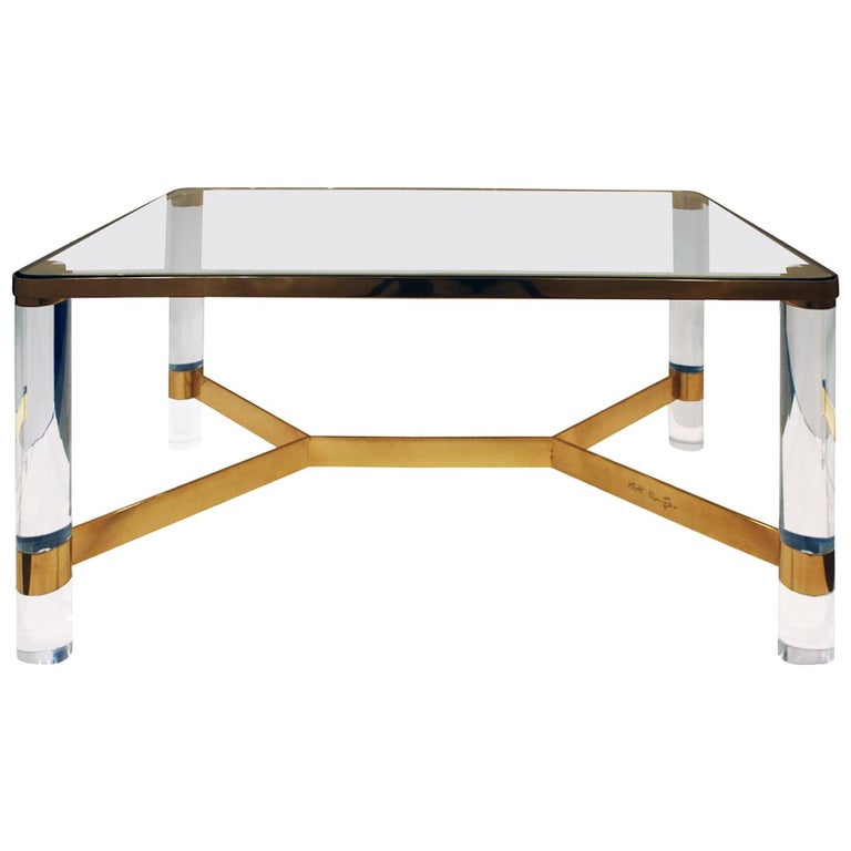 Karl Springer Exceptional "Round Leg Lucite Coffee Table" 1980s, Signed ...