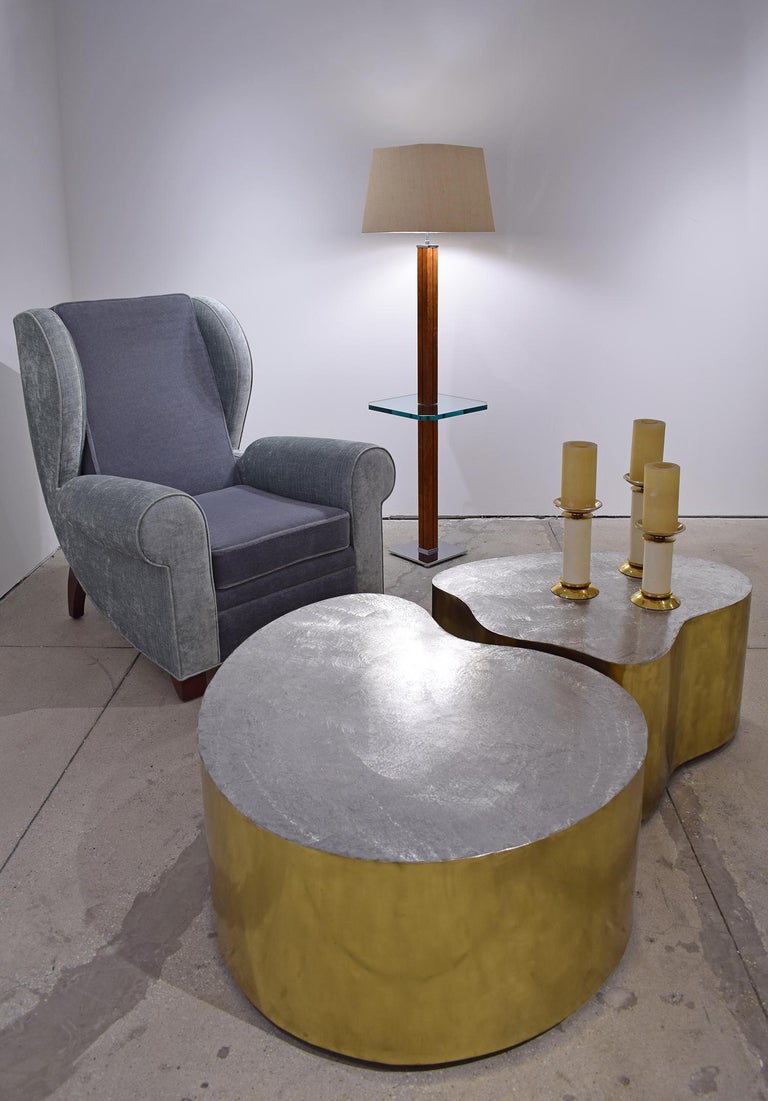 Karl Springer Exceptional Set of 3 Candle Holders in Brass and Shagreen ...