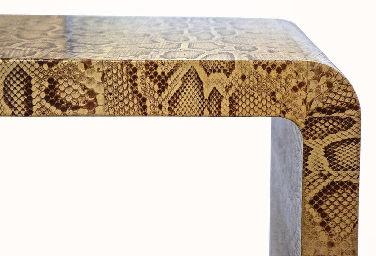 Karl Springer Extraordinary Long Natural Python Waterfall Console Table ...
