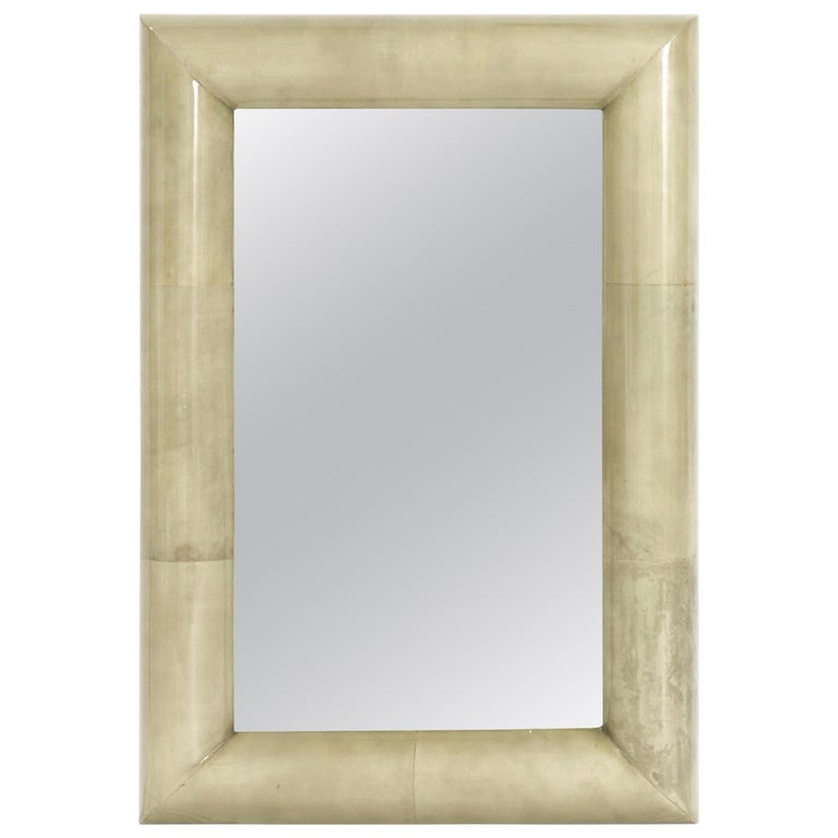 Karl Springer Goatskin Mirror For Sale at 1stDibs