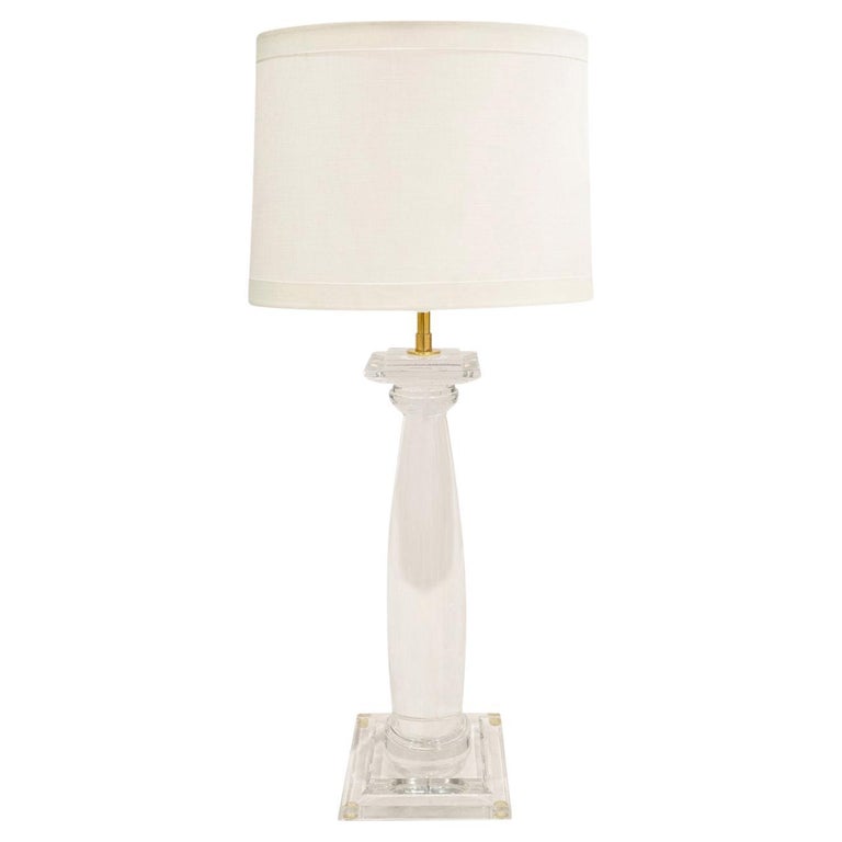 Karl Springer "Greek Column Table Lamp" in Solid Lucite, 1980s For Sale ...