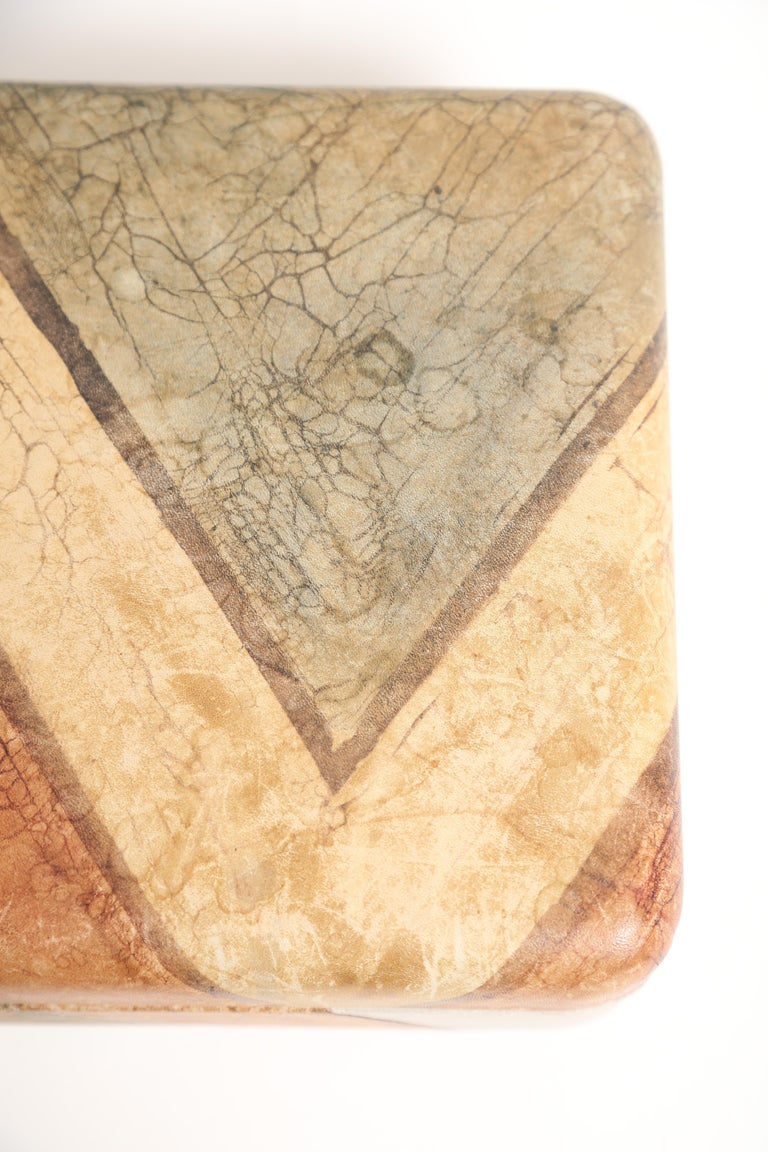 Karl Springer Hand Painted Batik Leather Box For Sale at 1stDibs