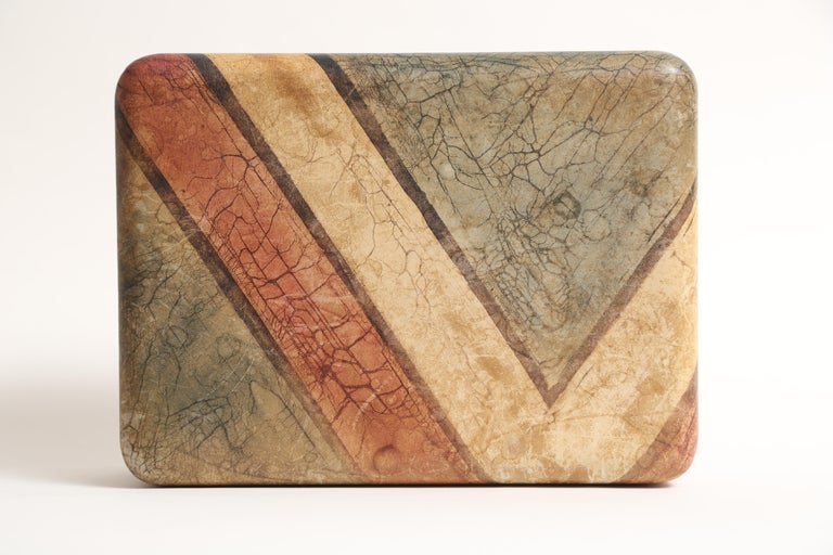 Karl Springer Hand Painted Batik Leather Box For Sale at 1stDibs