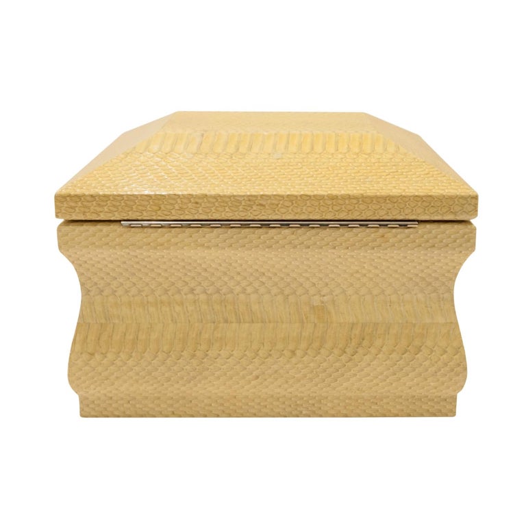 Karl Springer Iconic Hinged Box in Yellow Cobra, 1970s For Sale at 1stDibs